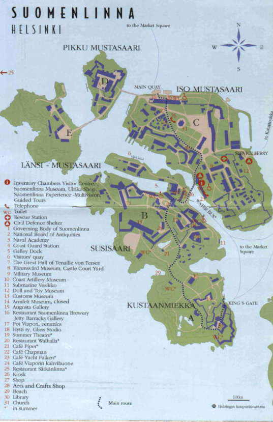 From [How to reach SUOMENLINNA] (free) by Helshinki city tourist office